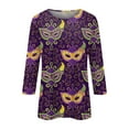 Ccrftgi Mardi Gras Women Shirts Carnival Themed 34 Sleeve Dark Purple