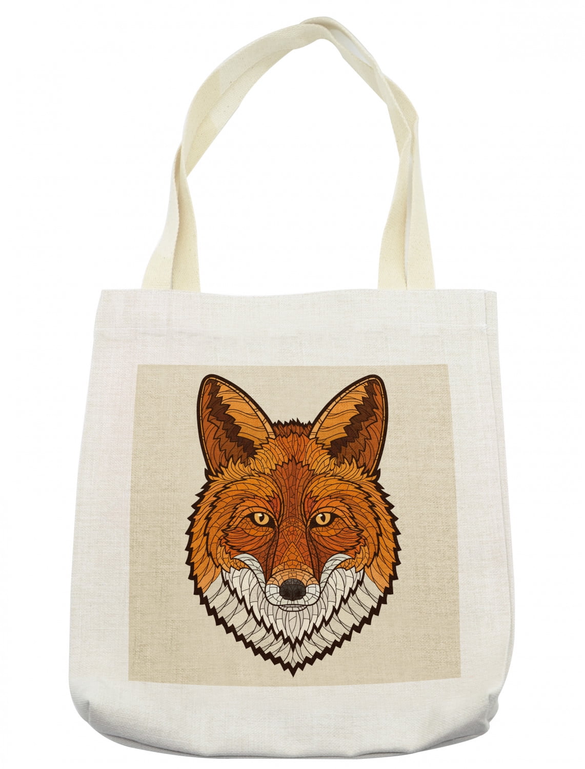 Fox Tote Bag, Wild Fox Portrait in Mosaic Inspired Style Furry Animal ...