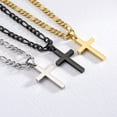 APSVO Gold Cross Necklace for Men, Boys - Stainless Steel Cuban Figaro ...