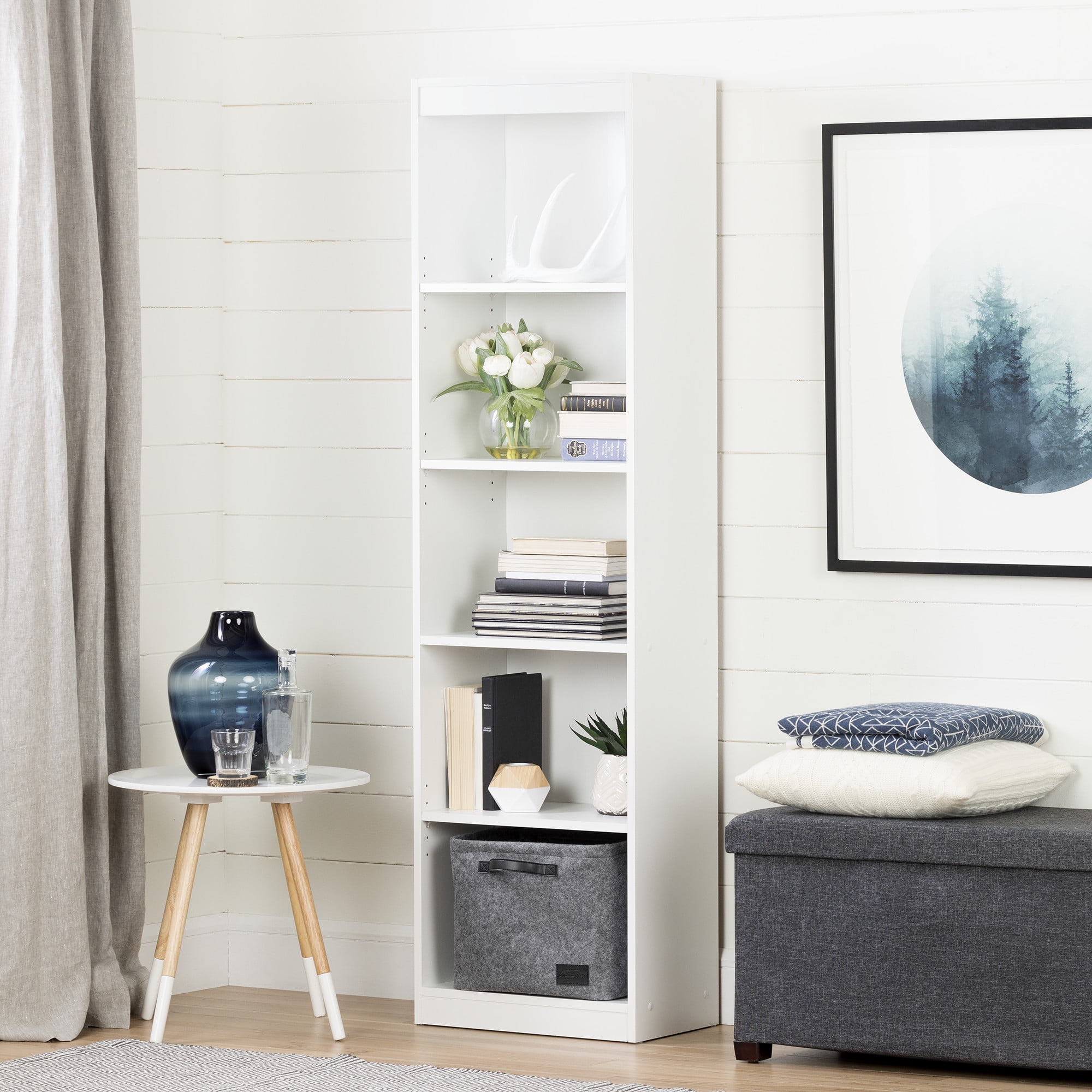 South Shore Axess Contemporary Bookcase Narrow White Walmart