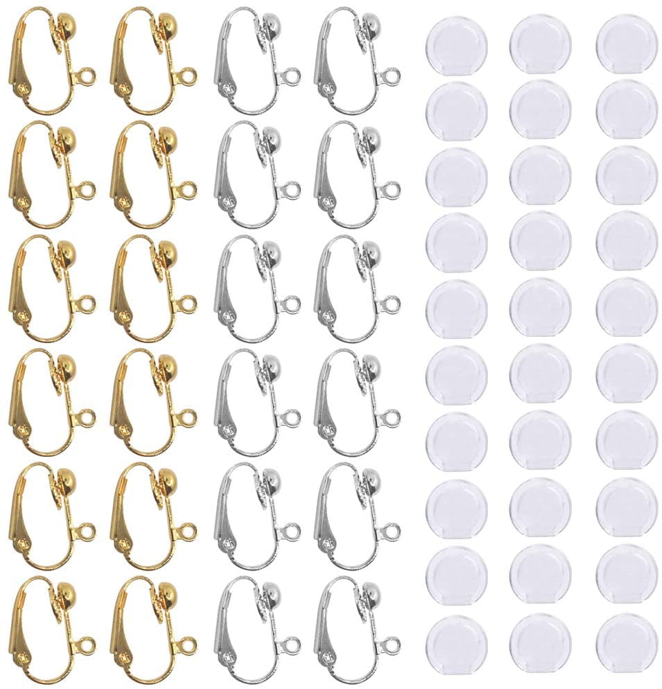 24 Pcs Earring Converter Clip-on & 30 Pcs Silicone Earring Pads, with ...