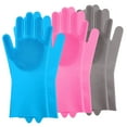 Moclever 1 Pair Dishwashing Gloves, Silicone Cleaning Sponge Gloves 320 ...