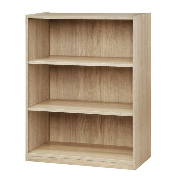Mainstays 3-Shelf Bookcase with Adjustable Shelves, Multiple Colors ...