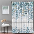 Bathroom Shower Curtain Rustic Gradient Blue Eucalyptus Waterproof ...