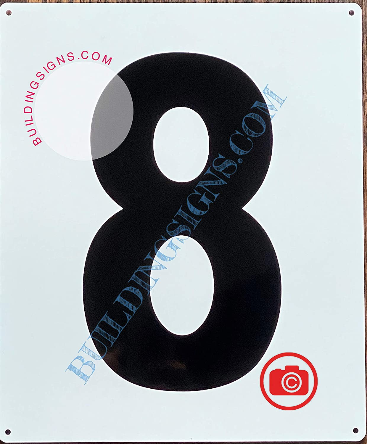 Large Number 8 Sign -Metal Sign - Parking LOT Number Sign (White ...