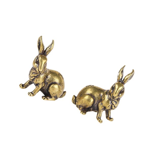 Brass Bunny Statue Miniature Tea Table Office Decor Sculpture Rabbit ...