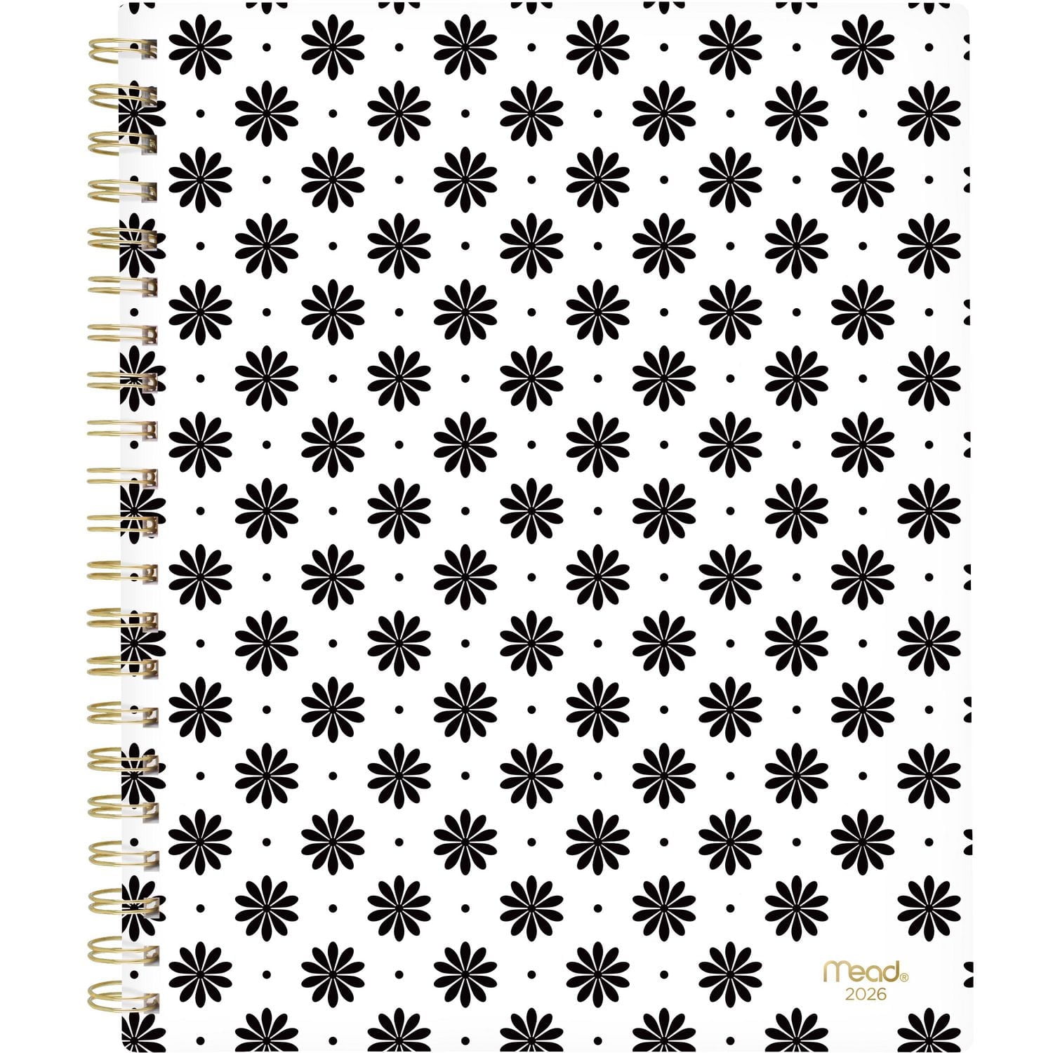 Click here for 2026 Mead B & w Flower Large Weekly Clear Poly Cov... prices