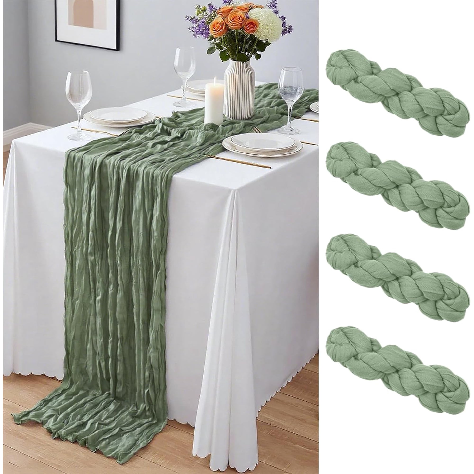 Click here for Unbranded 12pack Dusty Blue Cheesecloth Table Runn... prices