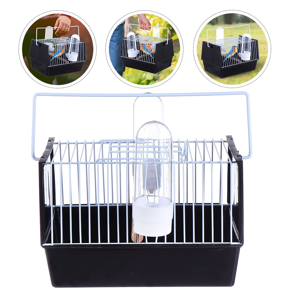 Bird Carrier Travel Cage with Perch and Feeders, Portable Parrot ...
