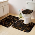 Black Yellow Orange Bathroom Rugs Set Vintage Minimalist Abstract Art ...