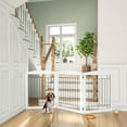 STAROUS Wooden Freestanding Wire Pet Gate for Dogs, 3 Panel Step Over ...