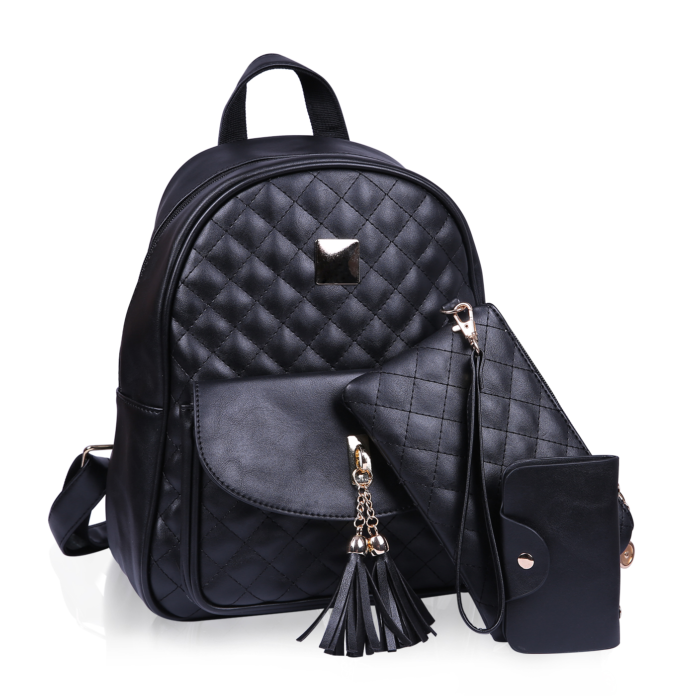 HDE Small Fashionable Backpack For Women Mini Black Quilted Fashion HDE Small Fashionable Backpack For Women Mini Black Quilted Fashion
