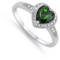CHOOSE YOUR COLOR Simulated Emerald Heart Solitaire Ring .925 Sterling ...