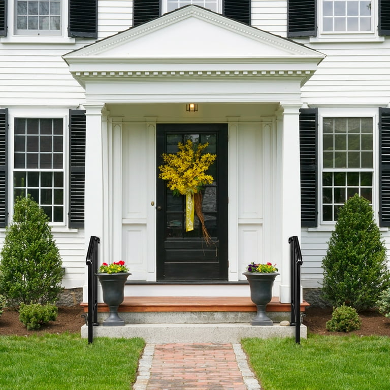 White Wrought Iron Railings For Front Porch VEVOR Fit 3 Or 4 Steps