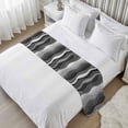 Abstract Bed Runner Cal King Size Black Gray Gradient Waves Beach Lines ...