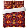 Abstract Boho Orange Red Color Block California King Size Bed Set ...