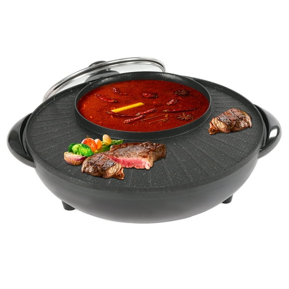 Electric Hot Pot Grill, Dual Divided Cooking Zones, 110V US Plug ...