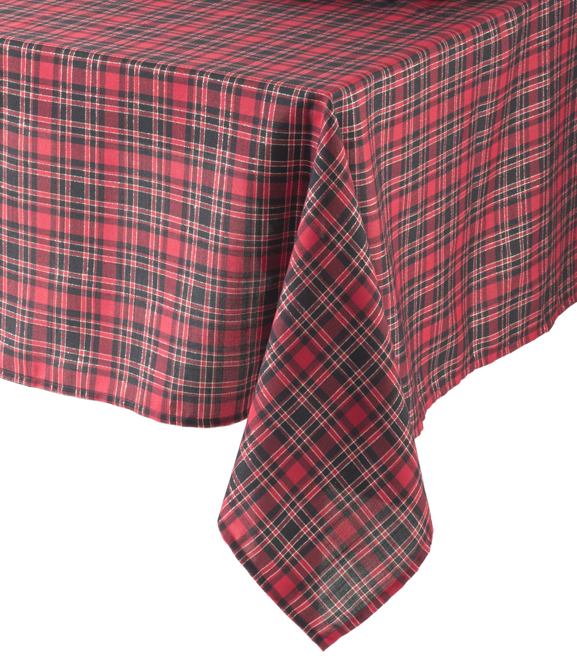 Fennco Styles Highland Holiday Red & Black Plaid Design Tablecloth 65 ...
