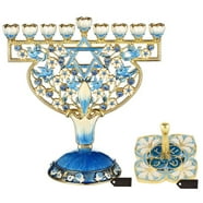 Matashi Hand Painted Enamel Menorah Candelabra Embellished with Gold ...