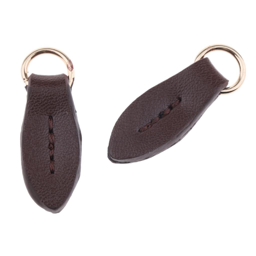 2x Leaf Shape zipper tag pulls Zipper Heads Leather Zip Pendant Puller ...