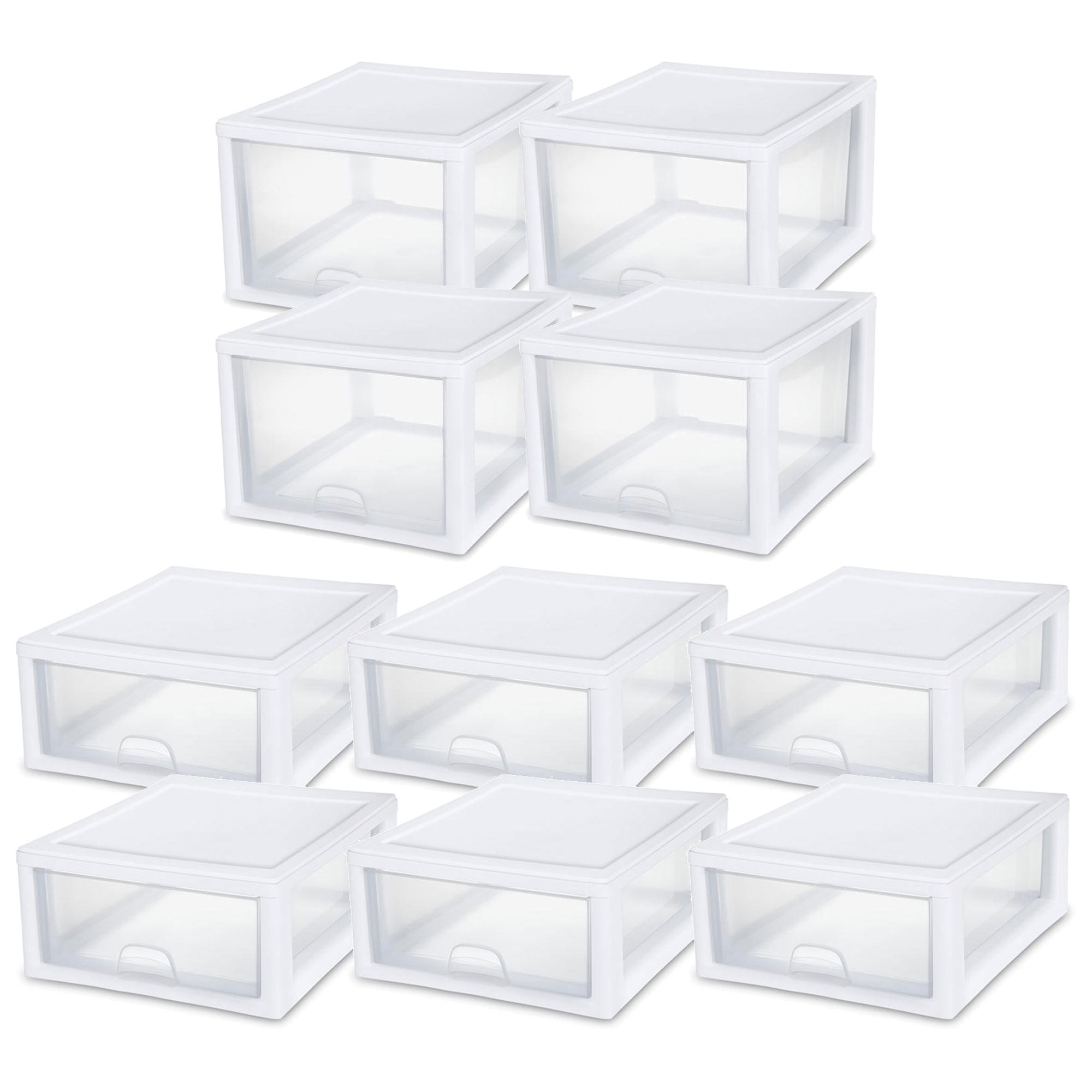 Sterilite 27 Qt (4 Pk) & 16 Qt (6 Pk) Stackable Plastic Storage Drawer ...