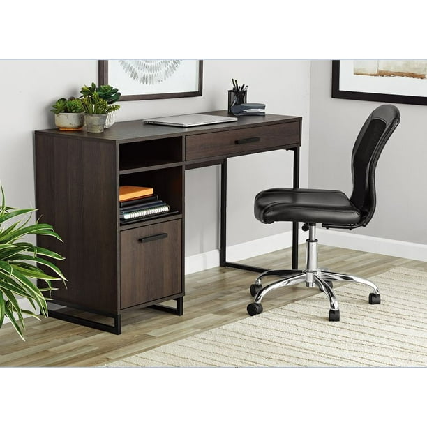 Mainstays Wood & Metal Writing Desk with 1 Drawer and 1 Door for Teen ...
