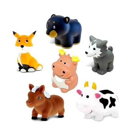 Dollibu Bath Buddies Wild Critters Rubber Squirter Toys - Fox, Wolf ...