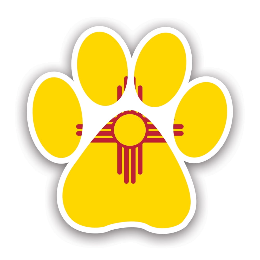 New Mexico State Paw Print Shaped Sticker Decal - Self Adhesive Vinyl ...