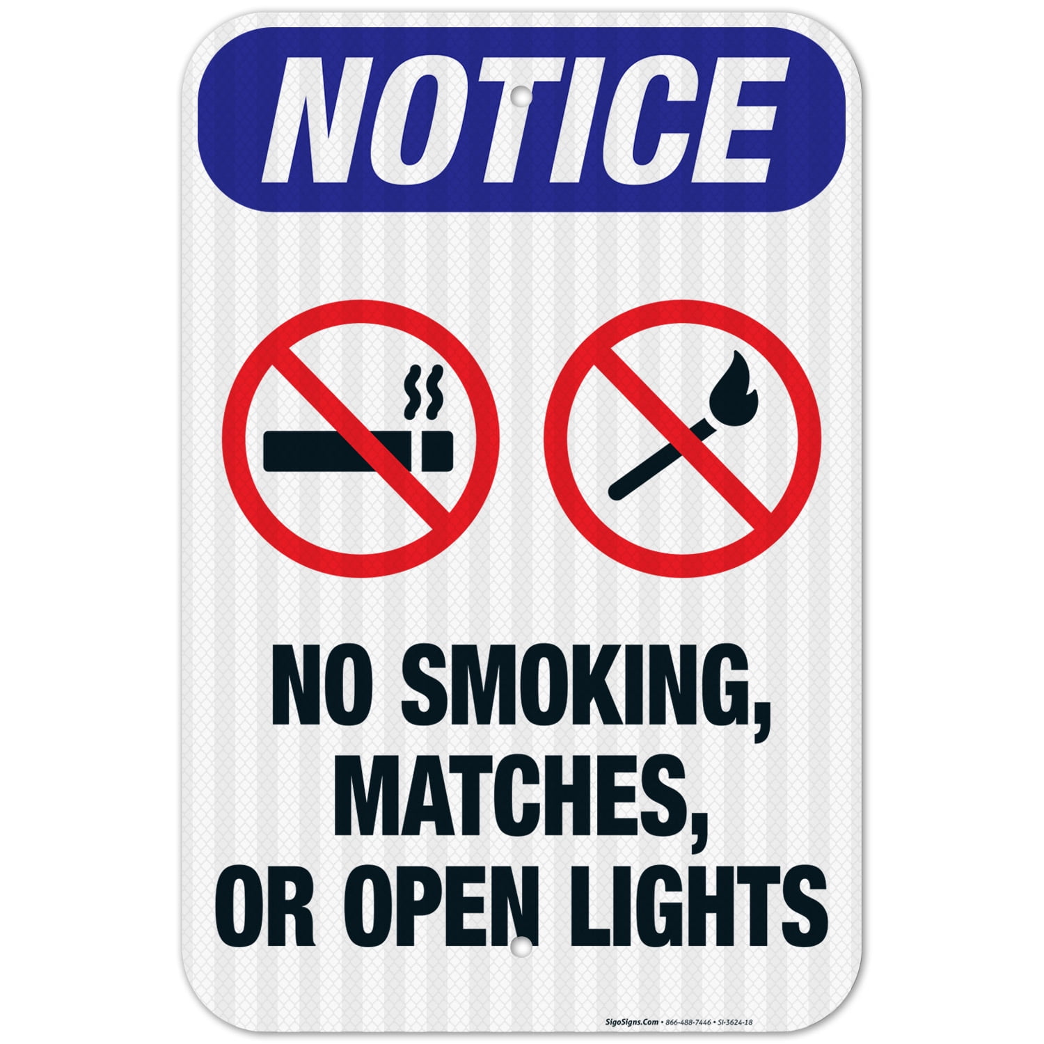 No Smoking, Matches, Or Open Lights Sign, OSHA Notice Sign, 12x18 ...