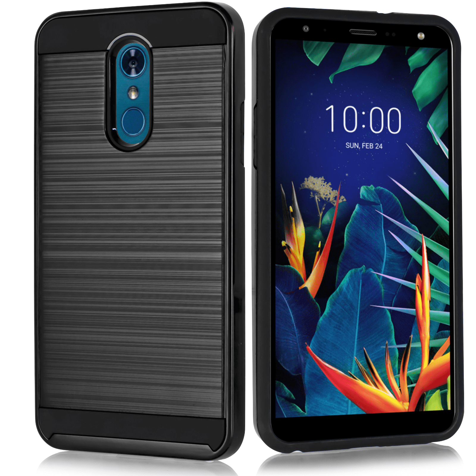 for 6.2" LG Stylo 5 Brushed Metal Slip Resistant Hybrid Slim Hard Back ...