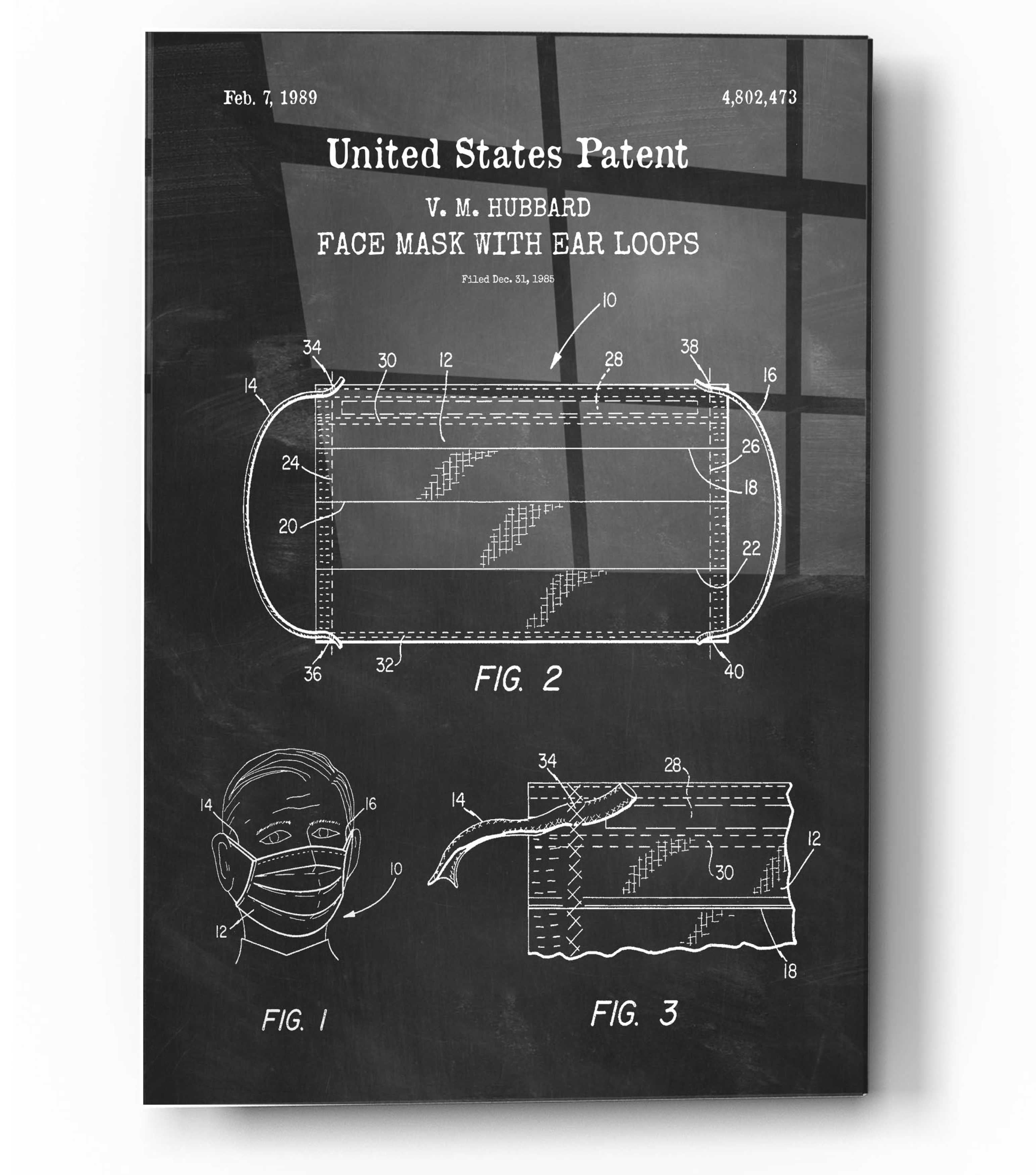 Epic Art 'Medical Face Mask Blueprint Patent Chalkboard,' Acrylic Glass ...