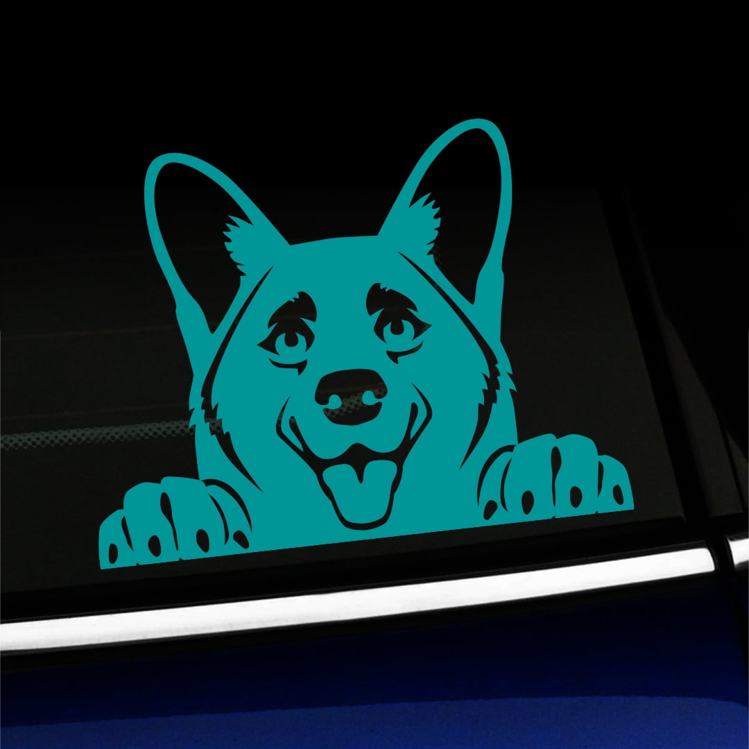 Peeking Corgi - Vinyl Car Decal - Choose Color - [TURQUOISE] - Walmart.com