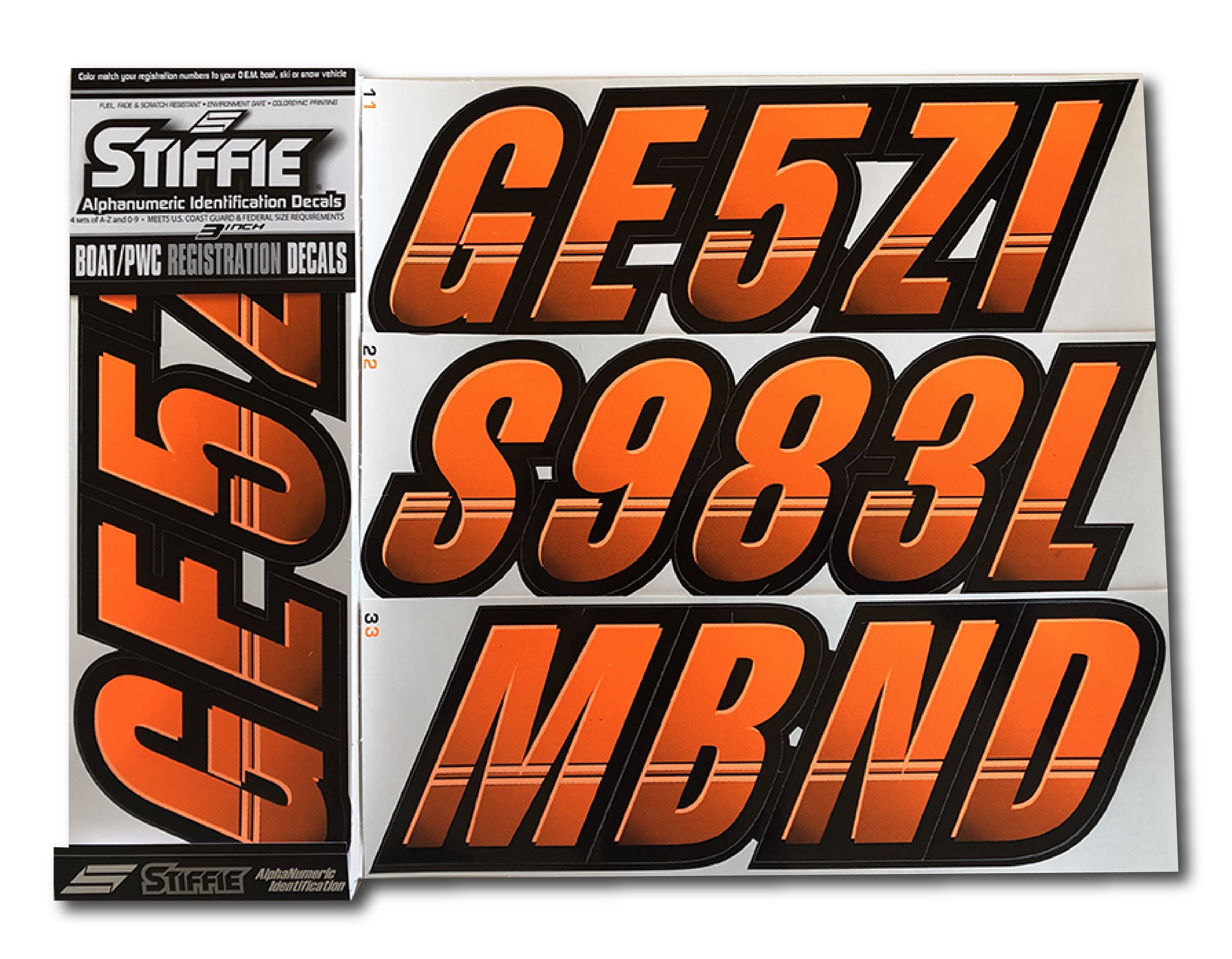 STIFFIE Techtron Electric Orange/Black 3" Alpha-Numeric Identification ...