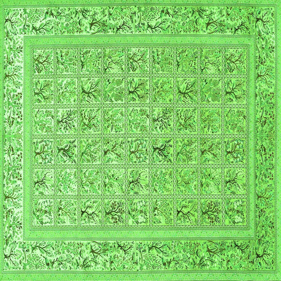 Ahgly Company Indoor Square Animal Green Traditional Area Rugs, 6 ...