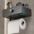 Toilet Paper Holder with Shelf Gray Wipes Dispenser for Bathroom Toilet ...