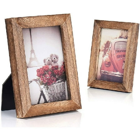 MAFNIO 2 Pack 4x6 Photo Frames, Solid Wood Antique Photo Frame Display ...