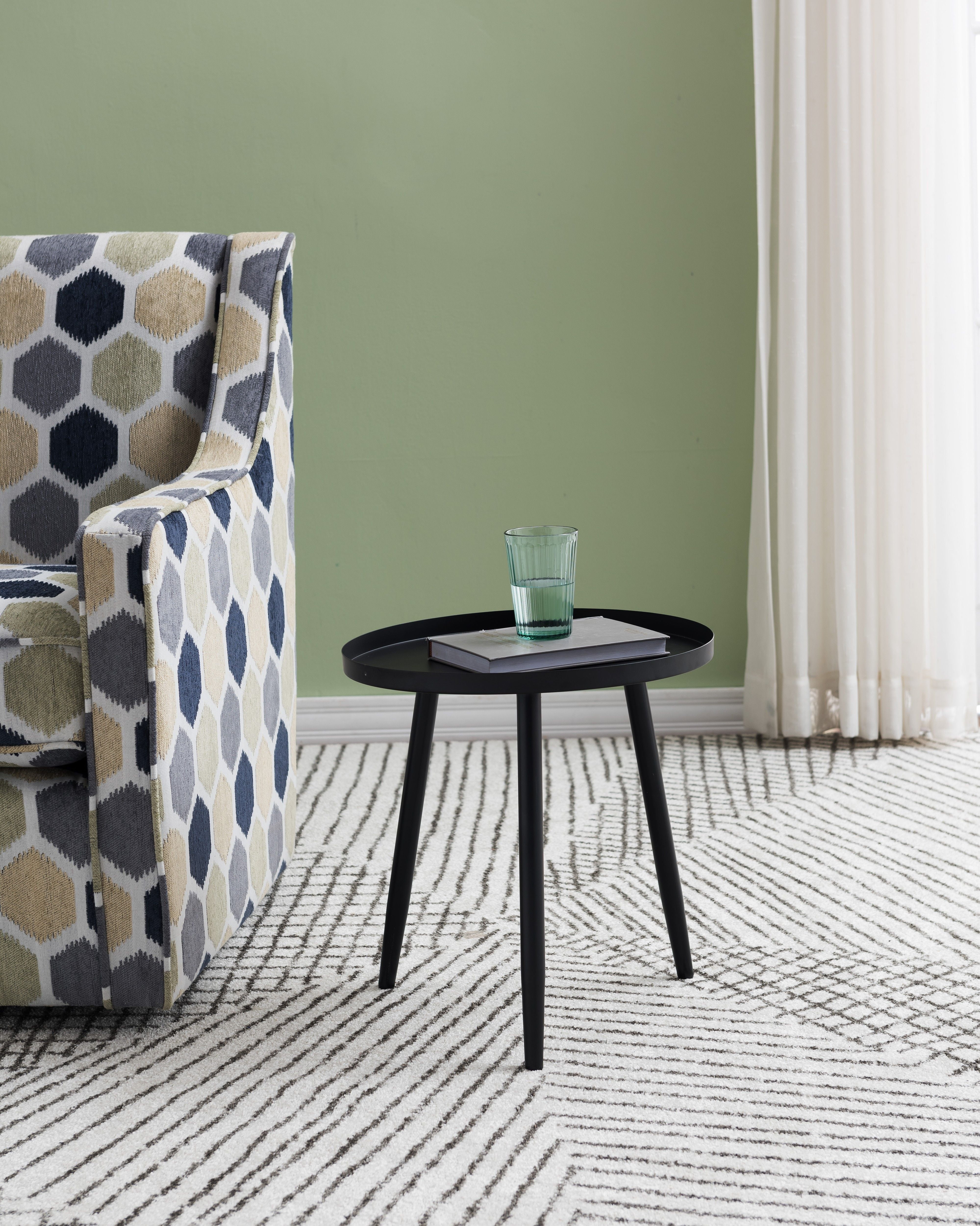 Scranton 3 Legged Side End Accent Table, 16" Round, Black Metal, Modern ...