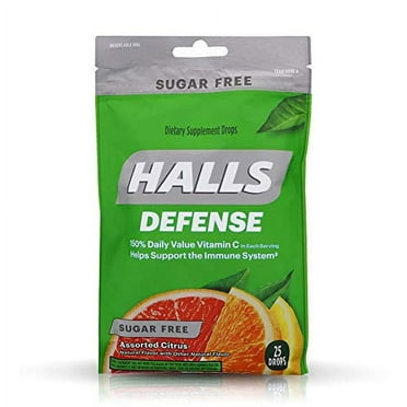 Halls Defense Immunity Boosting Sugar Free Vitamin C Drops, Assorted ...