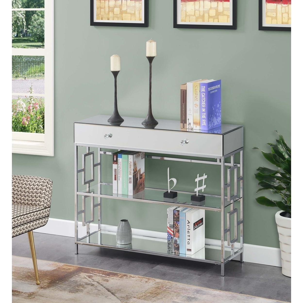 Town Square 1 Drawer Mirrored Console Table - Walmart.com