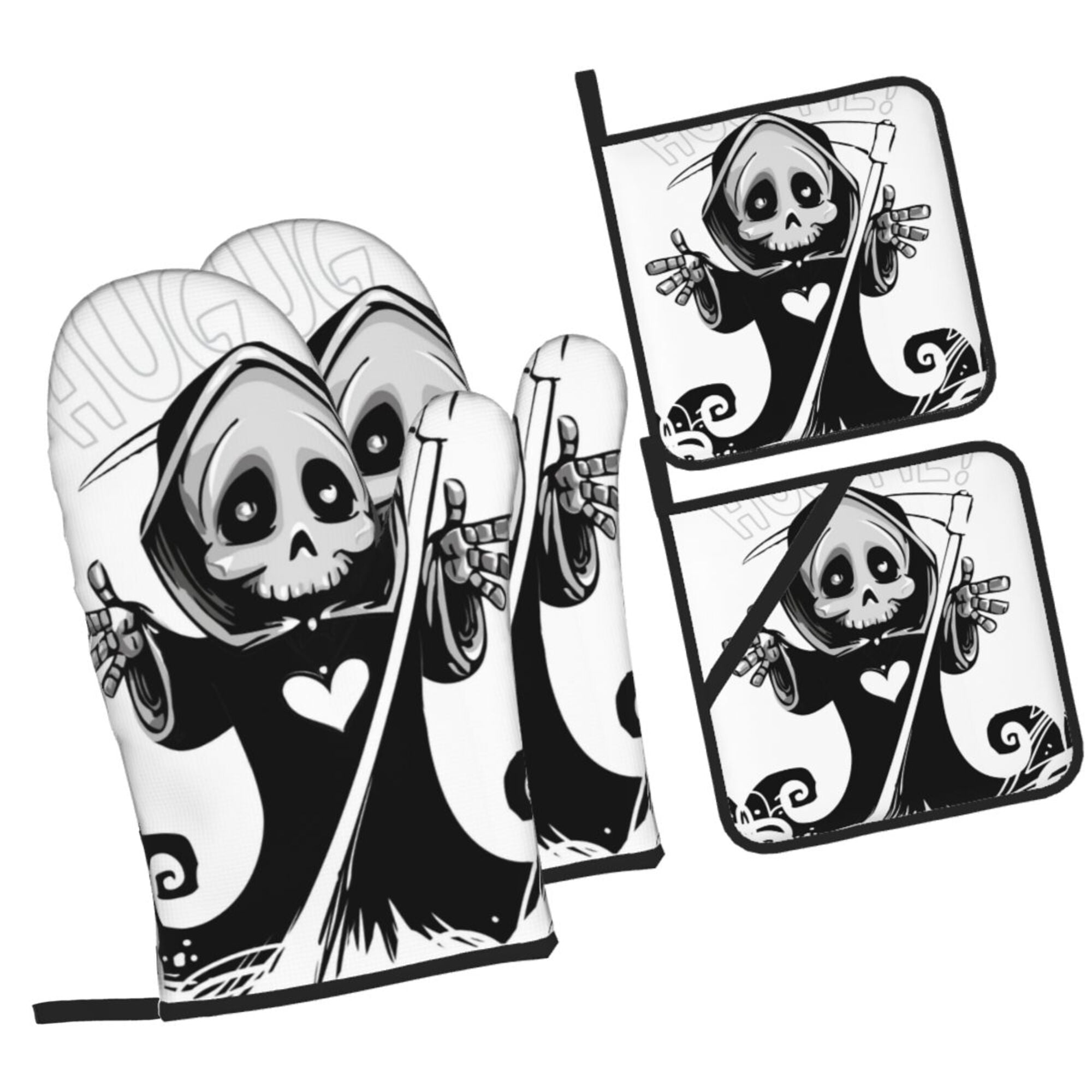 Death Cute Mascot Oven Mitts and Pot Holders Sets Baking Sets for ...