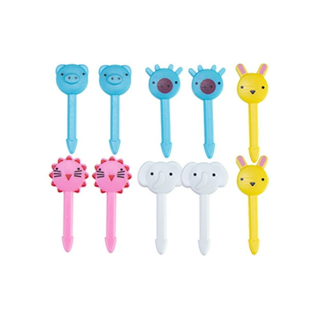 Youkk 10 Pieces Mini Animals Food Picks Kids Decor Cute Style Cartoon ...