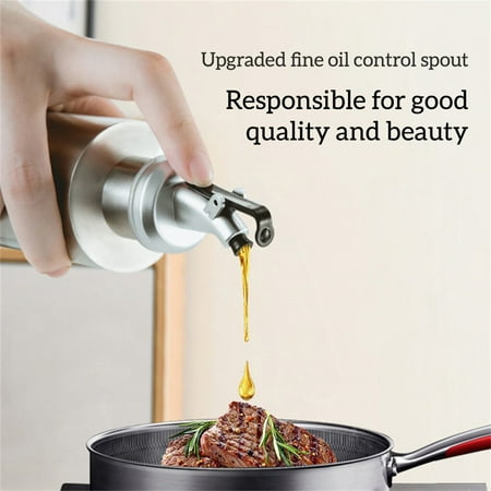 fastboy Portable Kitchen Stainless Oil Bottle Leak-proof Vinegar Sauce Holder Dispenser Visual ...