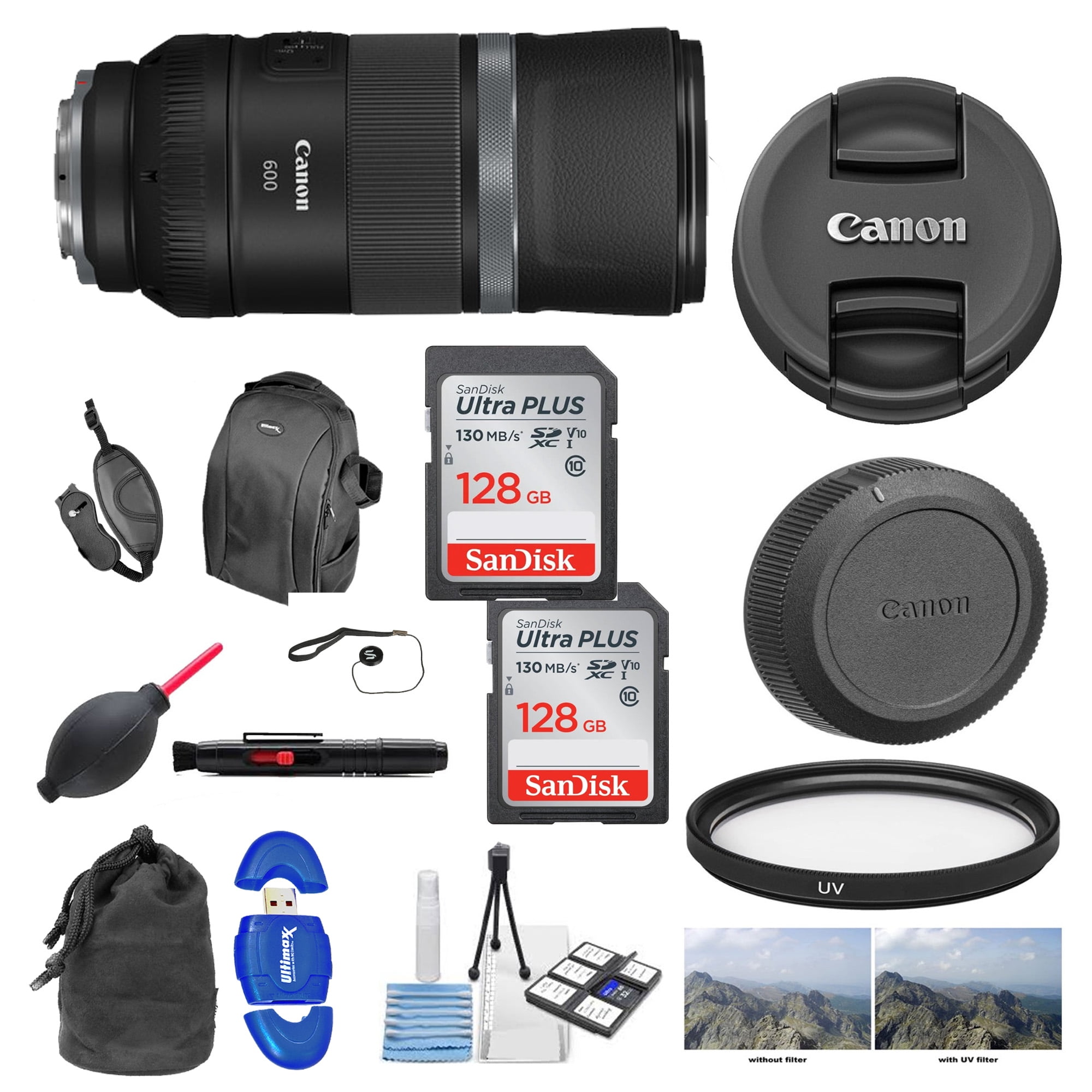 Canon RF 600mm f/11 IS STM with 2x 128 GB Lens| Cleaning Kit & UV ...