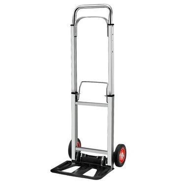 Folding Hand Truck, Aluminum Push Cart w/ 4 Wheels, Adjustable Height ...