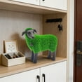 Flocked Sheep Ornament, Black-Face Green-Body Lamb Figurine for Indoor ...