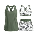 UDAUDU 3 Piece Tankini Swimsuits for Women Tummy Control Bathing Suits ...