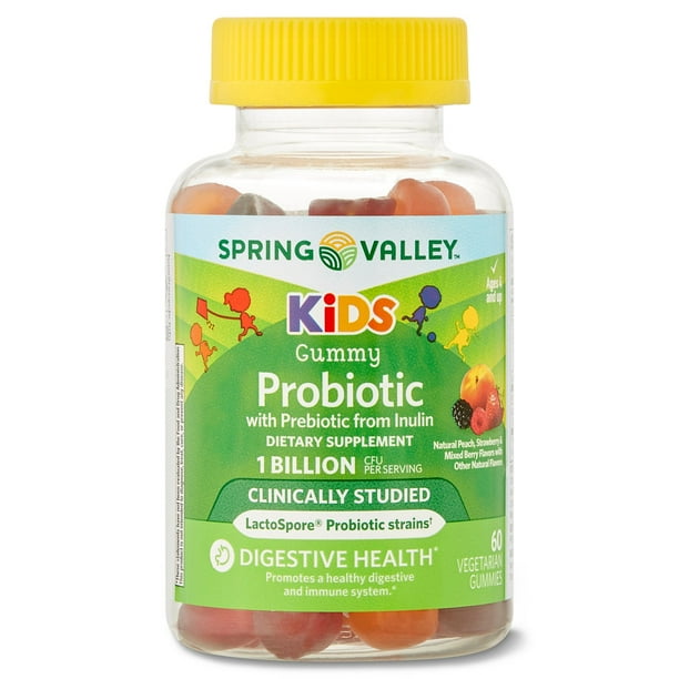 Spring Valley Kids Inulin Probiotic Supplement Vegetarian Gummies ...
