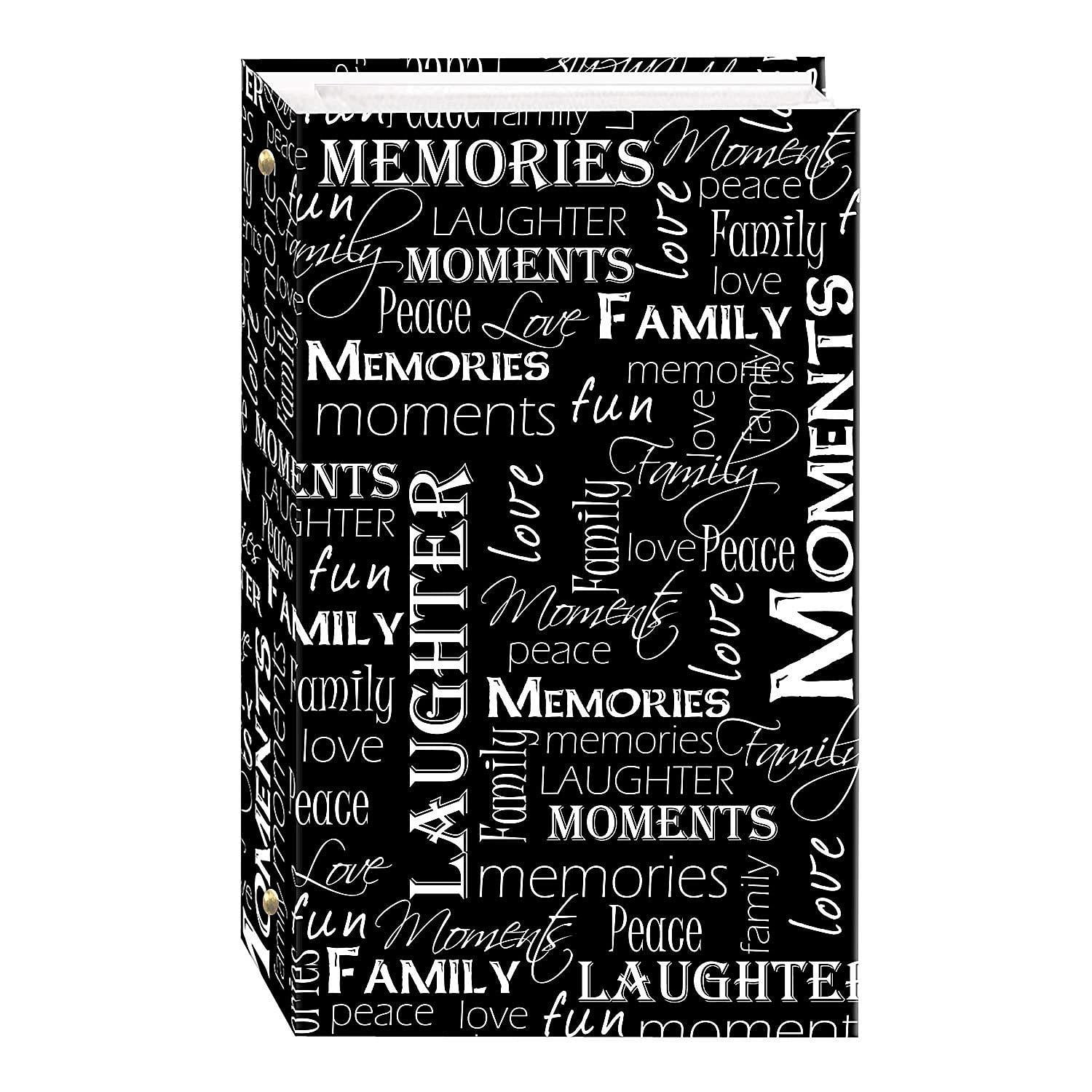 3-ring 3-up slip-in pocket BLACK WHITE WORDS album for 300 photos - 4x6 ...