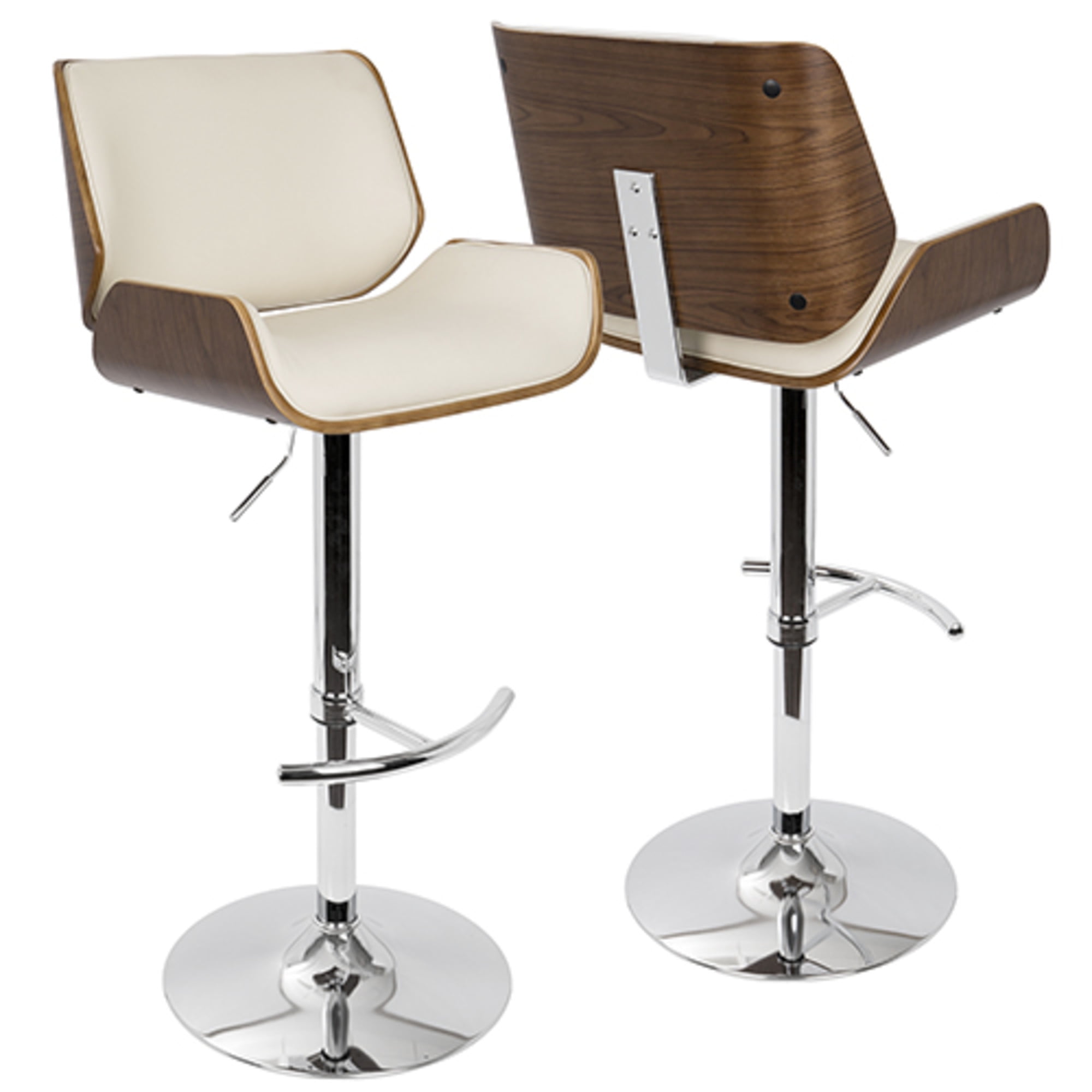 Santi Mid-Century Modern Adjustable Barstool with Swivel in Walnut and ...
