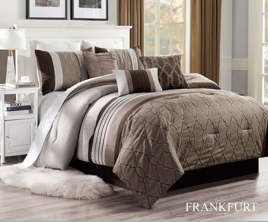 Unique Home Frankfurt Comforter 7 Piece Bed Set Ruffled Bed In A Bag